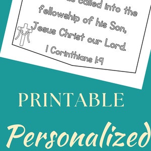 Personalized Verse Coloring Sheet for Children Scripture Memory ...