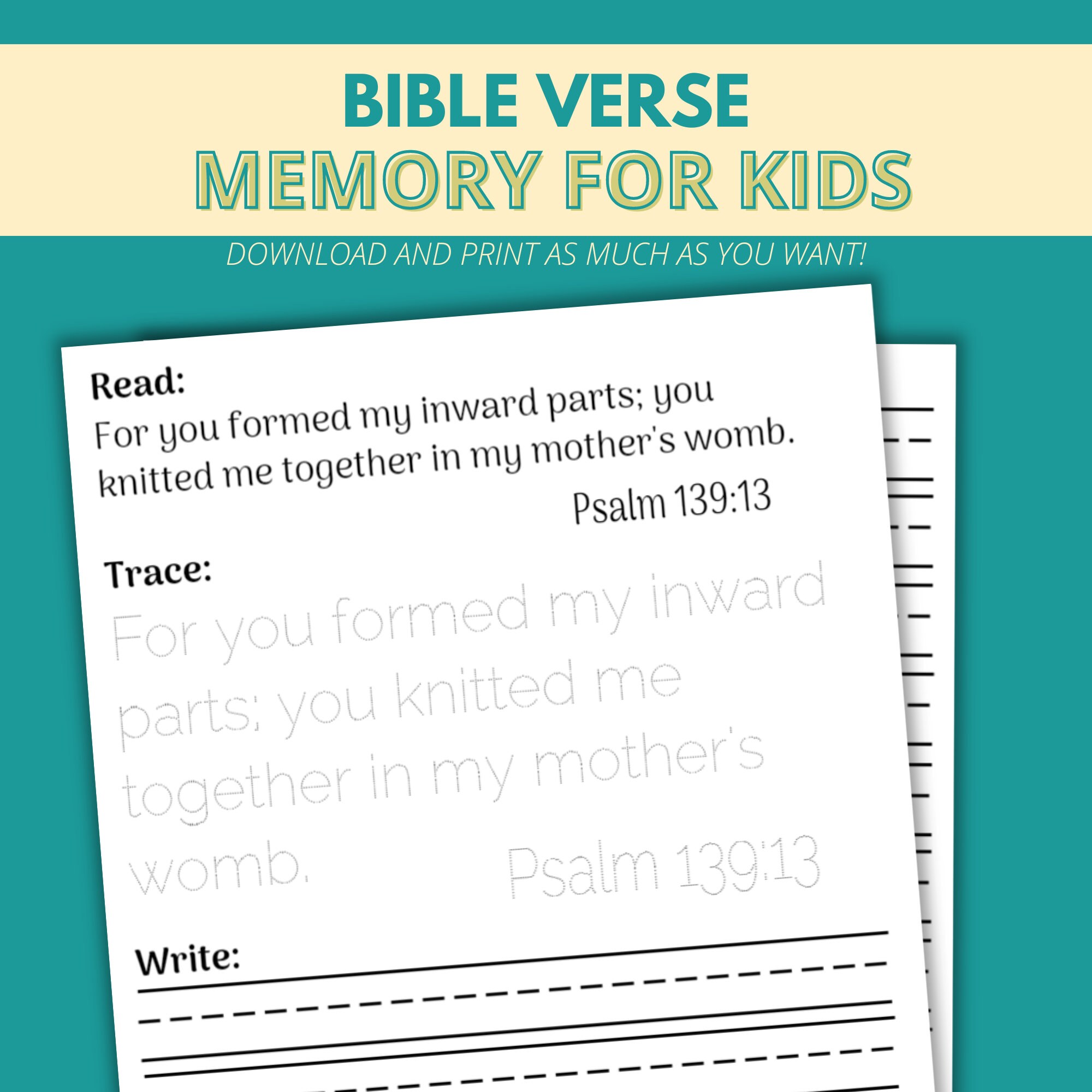 Scripture Handwriting Practice for Kids Instant Download Worksheets ...