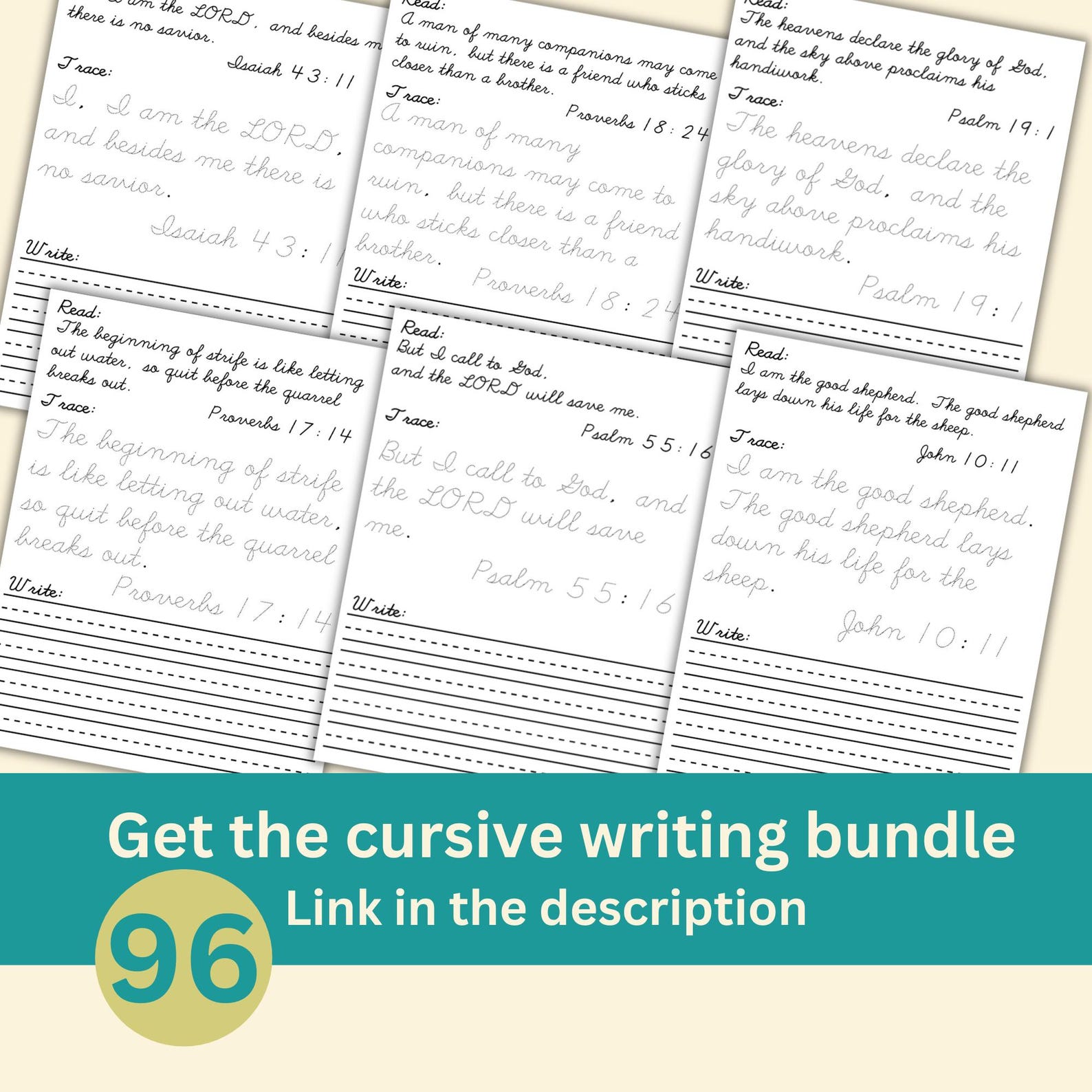 Cursive Bible Verse Tracing Activities for Homeschool Students ...