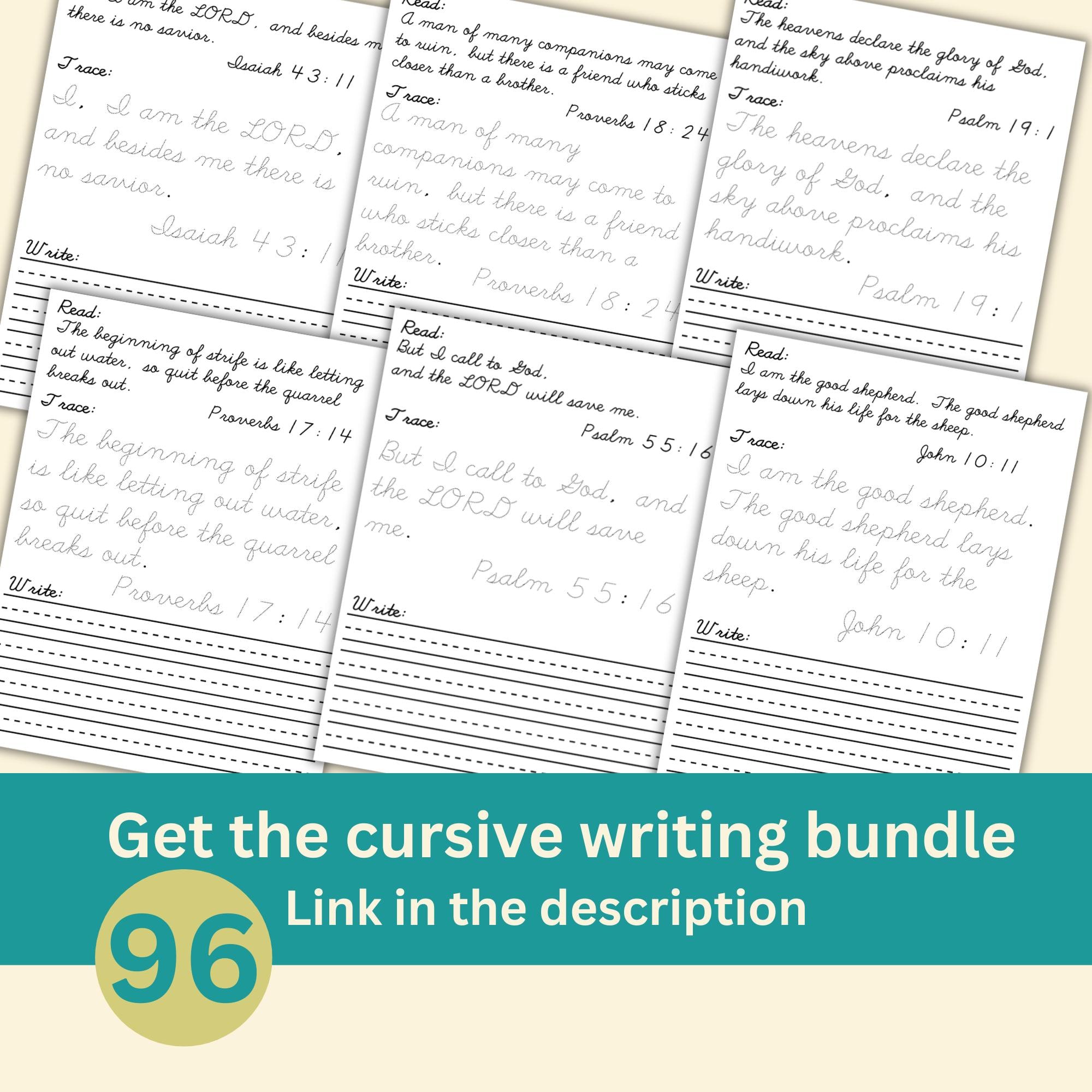 Cursive Bible Verse Tracing Activities for Homeschool Students ...