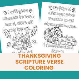 Thanksgiving Scripture Verse Coloring Pages for Kids Table Busy Work ...