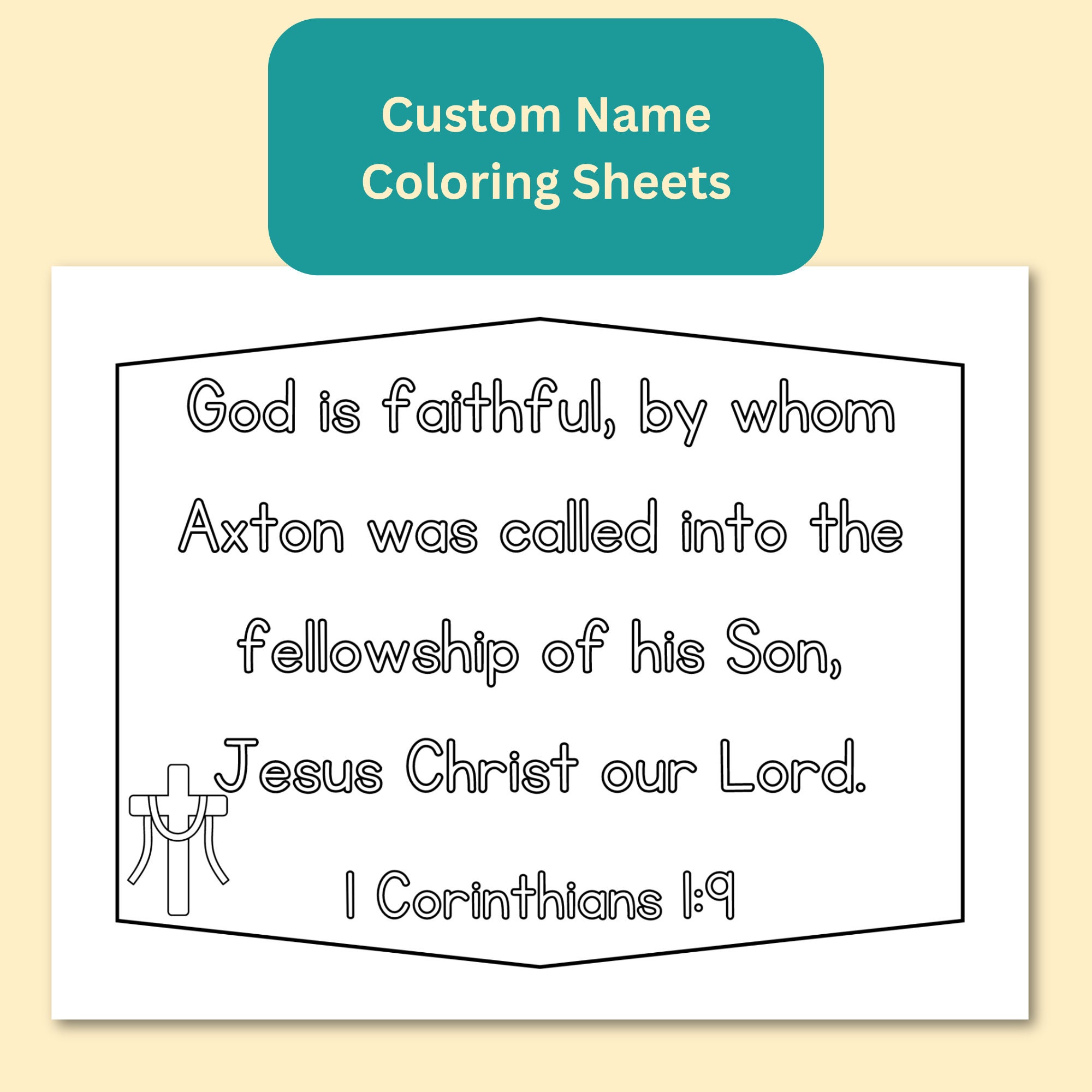 Personalized Verse Coloring Sheet for Children Scripture Memory ...