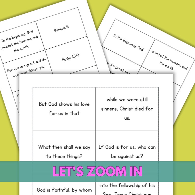 Memory Verse Matching Game, Bible Verse Cards, 20 Printable Scripture ...