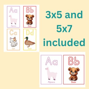 Alphabet Flash Cards for Homeschool Curriculum Educational Cards Animal ...