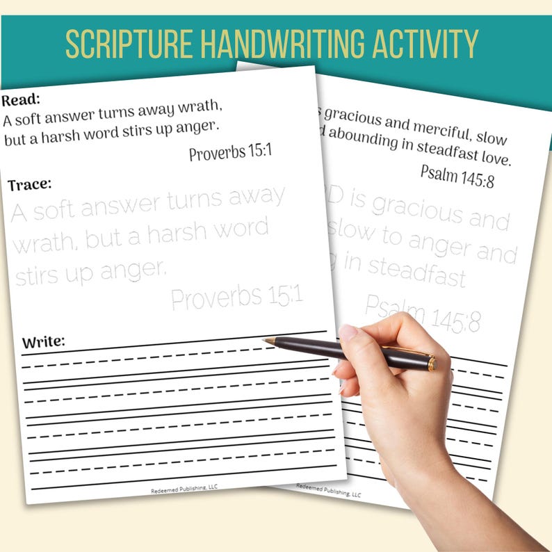 Handwriting Bundle for Kids Letter Tracing Practice Scripture Memory ...