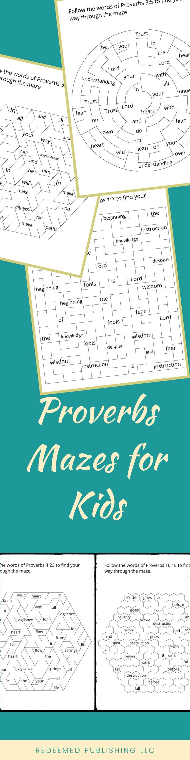 Bible Verse Memory Mazes for Children Proverbs Memory Activities ...