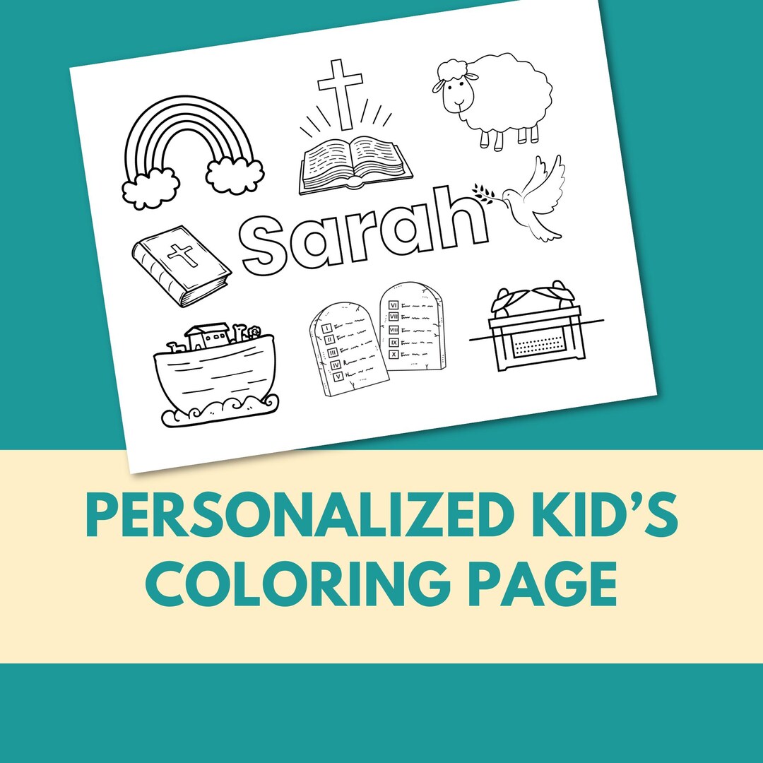Custom Bible Themed Coloring Page for Children Personalized Coloring ...