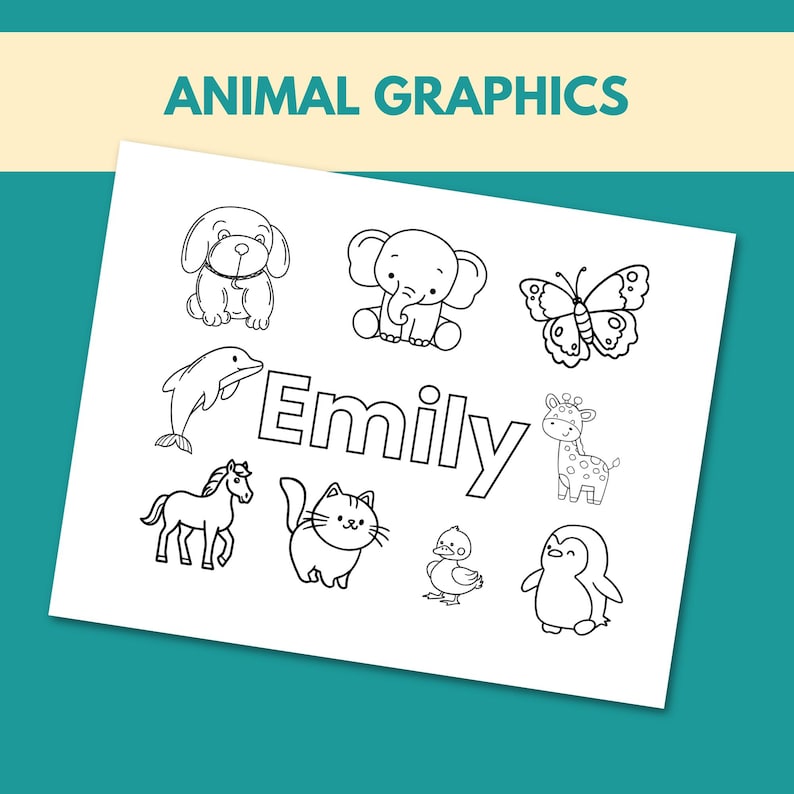 Personalized Animal Themed Coloring Page for Children Printable Custom ...