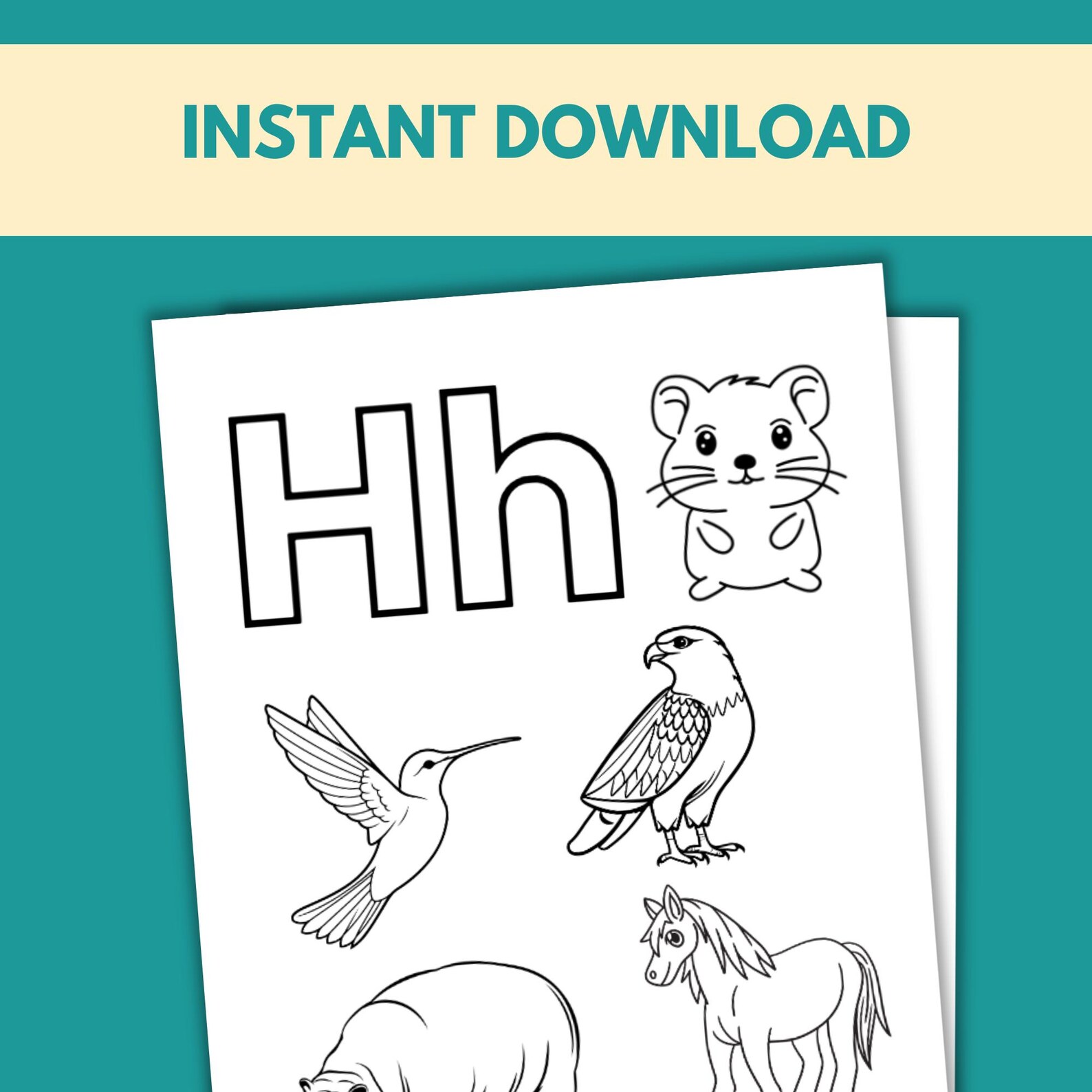 Animal Themed Alphabet Coloring Pages for Children Instant Download ...