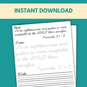 Proverbs Cursive Writing for Kids Scripture Memory Activity for ...