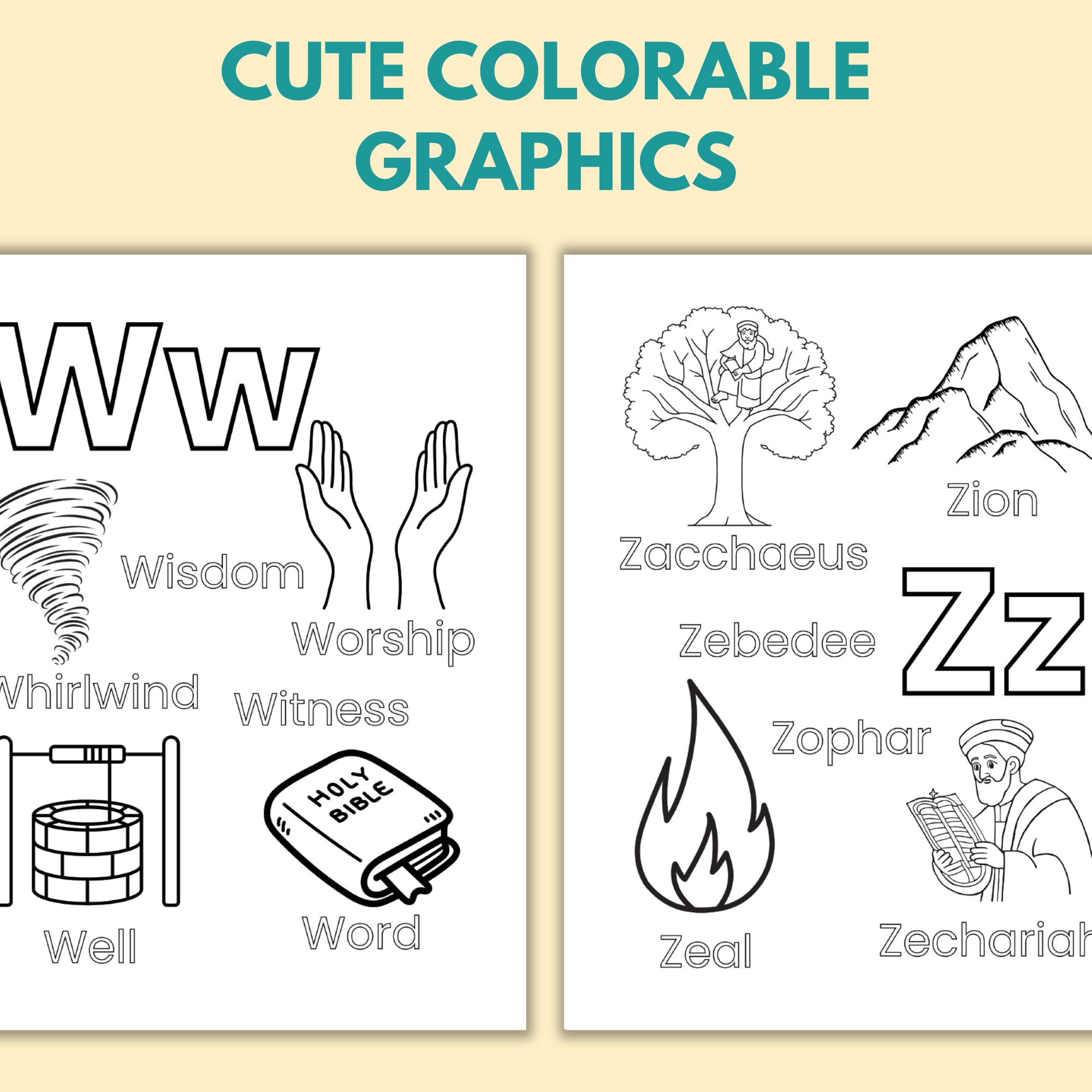 Bible Alphabet Coloring for Christian Homeschool Printable Coloring ...