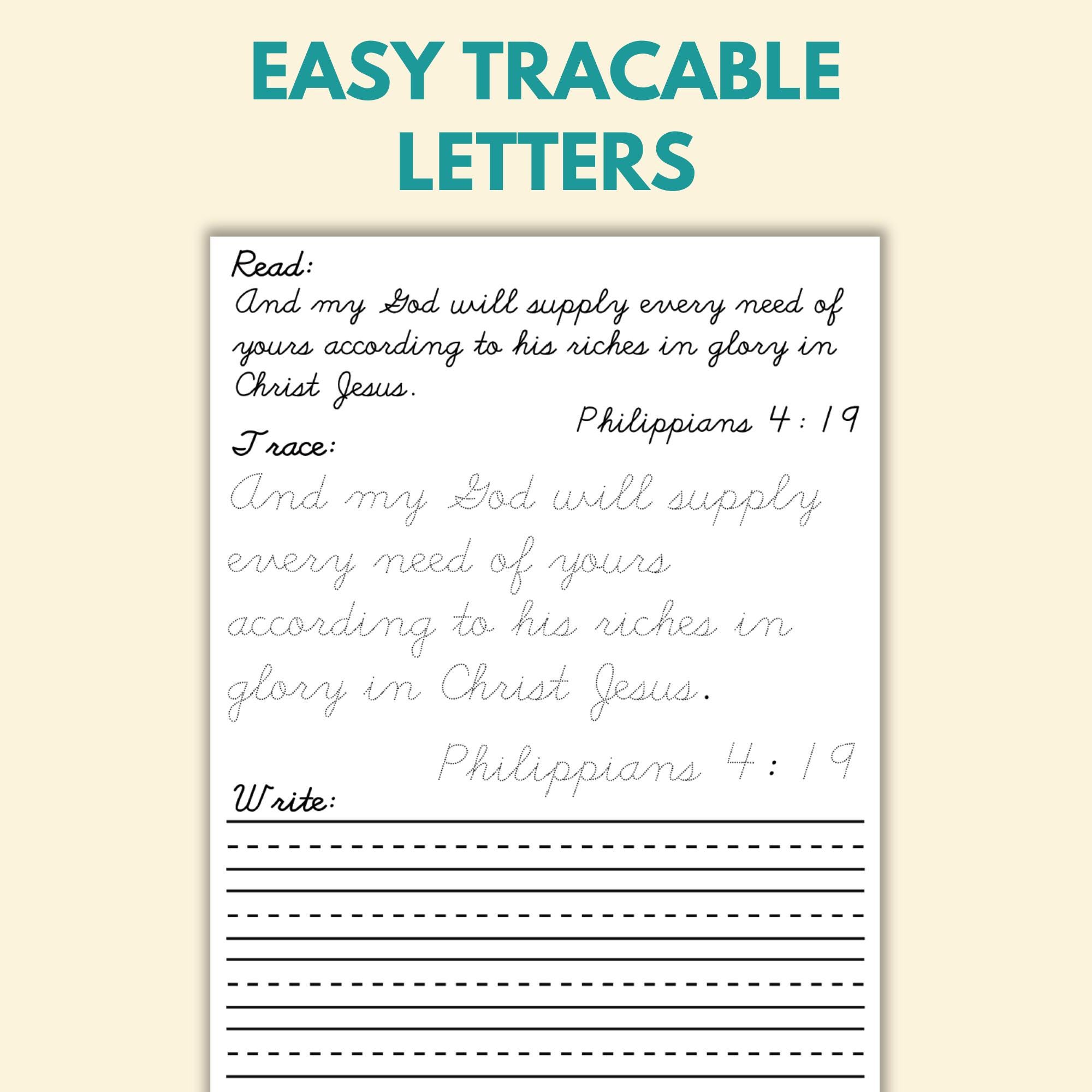 Cursive Bible Verse Tracing Activities for Homeschool Students ...
