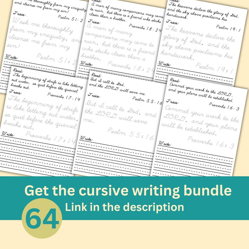 Psalms Cursive Writing for Kids Handwriting Practice Printable Psalms ...