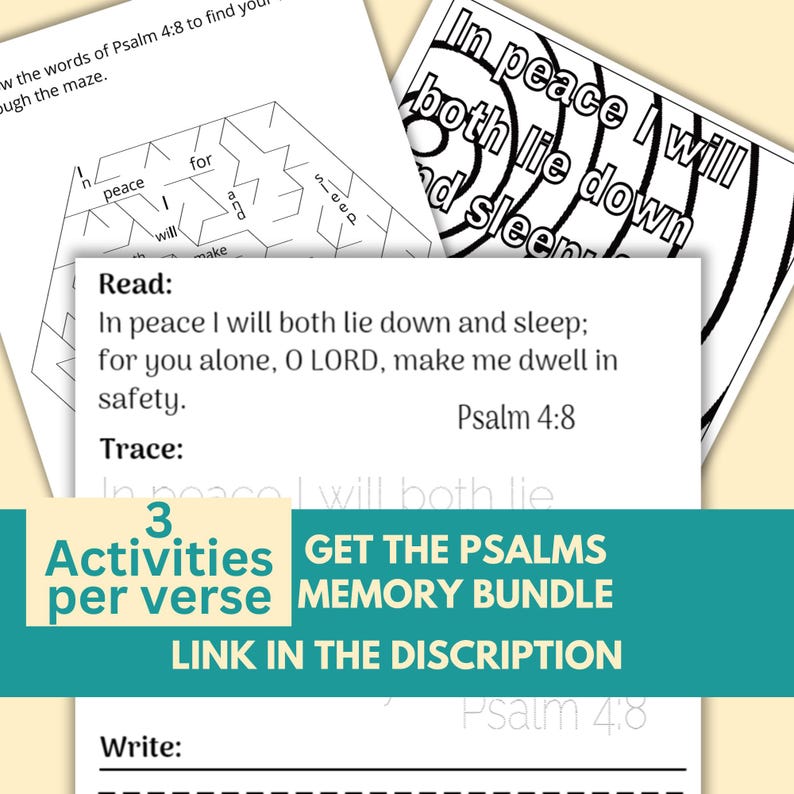 Scripture Memory Mazes for Kids Psalms Bible Study Activities for ...