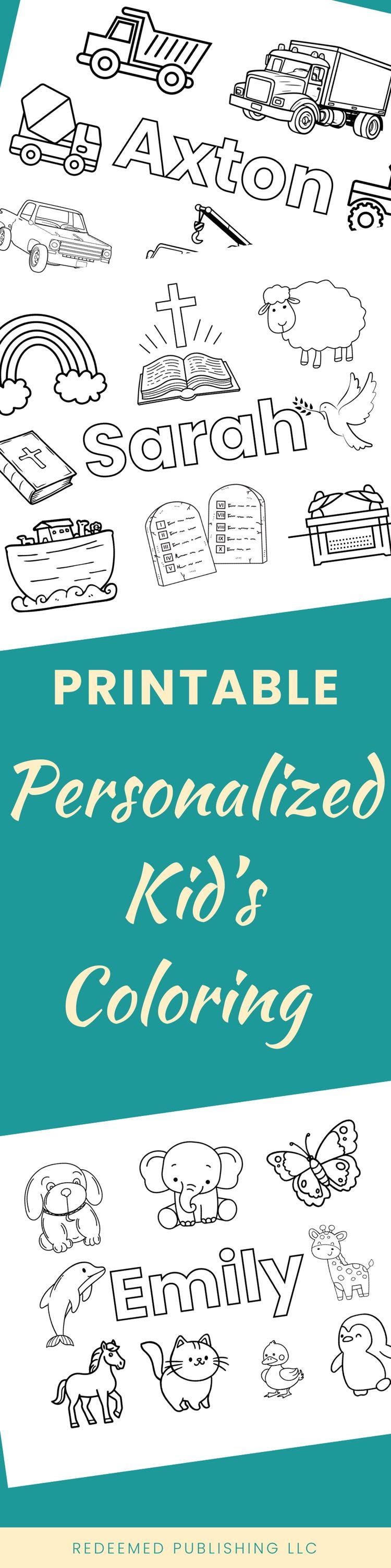 Kids Custom Coloring Page Themed Coloring for Children Personalized ...