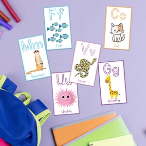 Alphabet Flash Cards for Homeschool Curriculum Educational Cards Animal ...