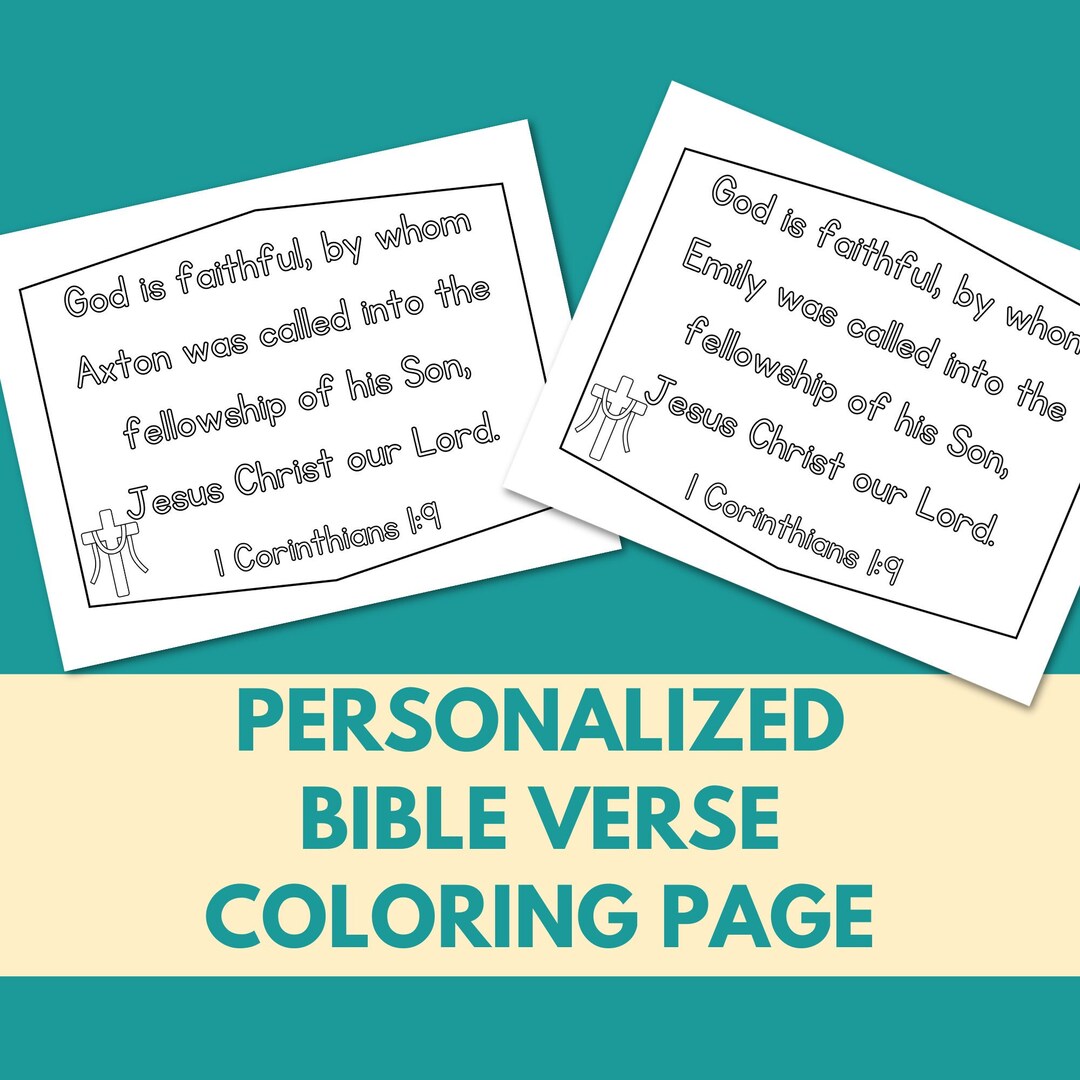 Personalized Verse Coloring Sheet for Children Scripture Memory ...