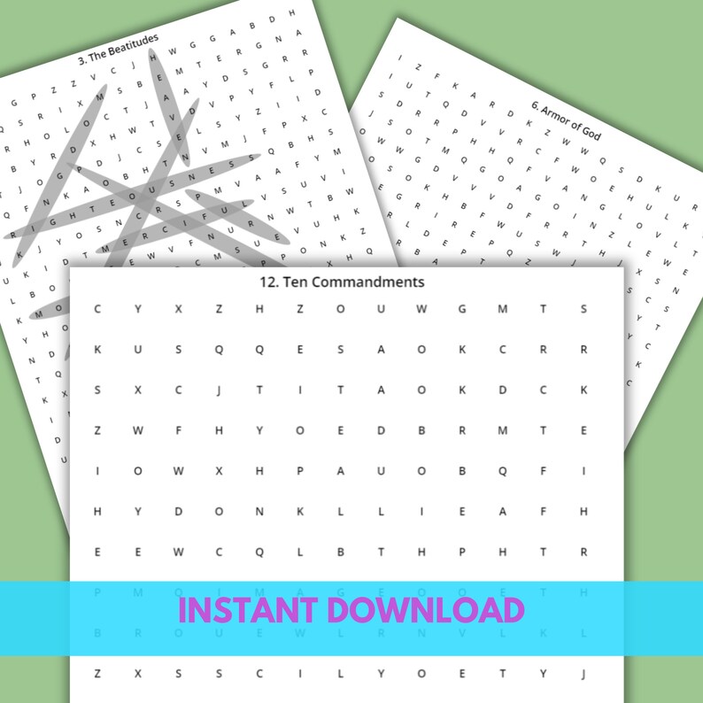 Biblical Word Search for Kids Instant Download Homeschool Activities ...