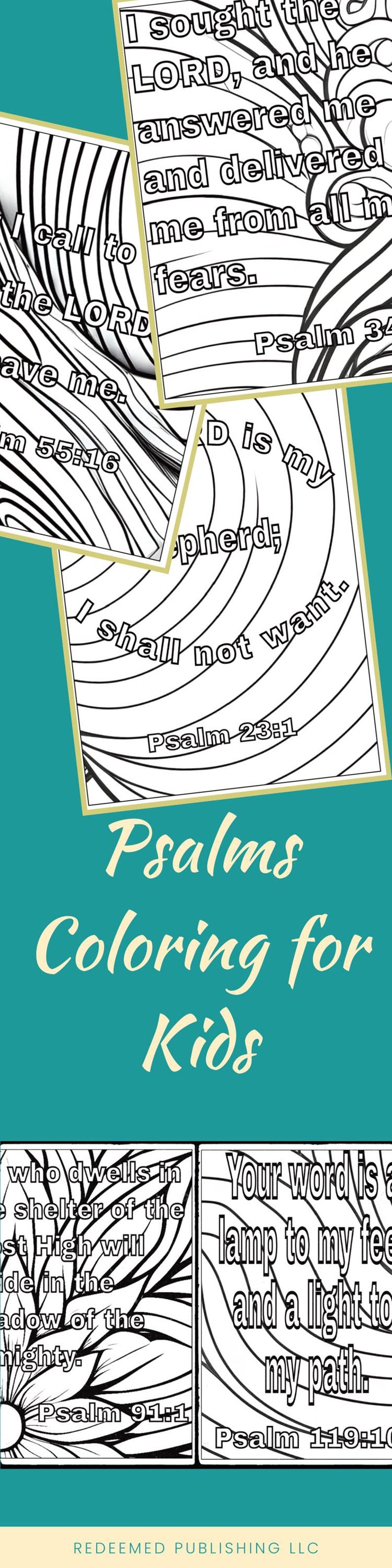 Bible Verse Coloring Pages for Kids Psalms Scripture Memory Verses for ...