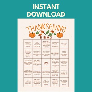 Thanksgiving Bingo for Kids Printable Family Holiday Game for Kids ...