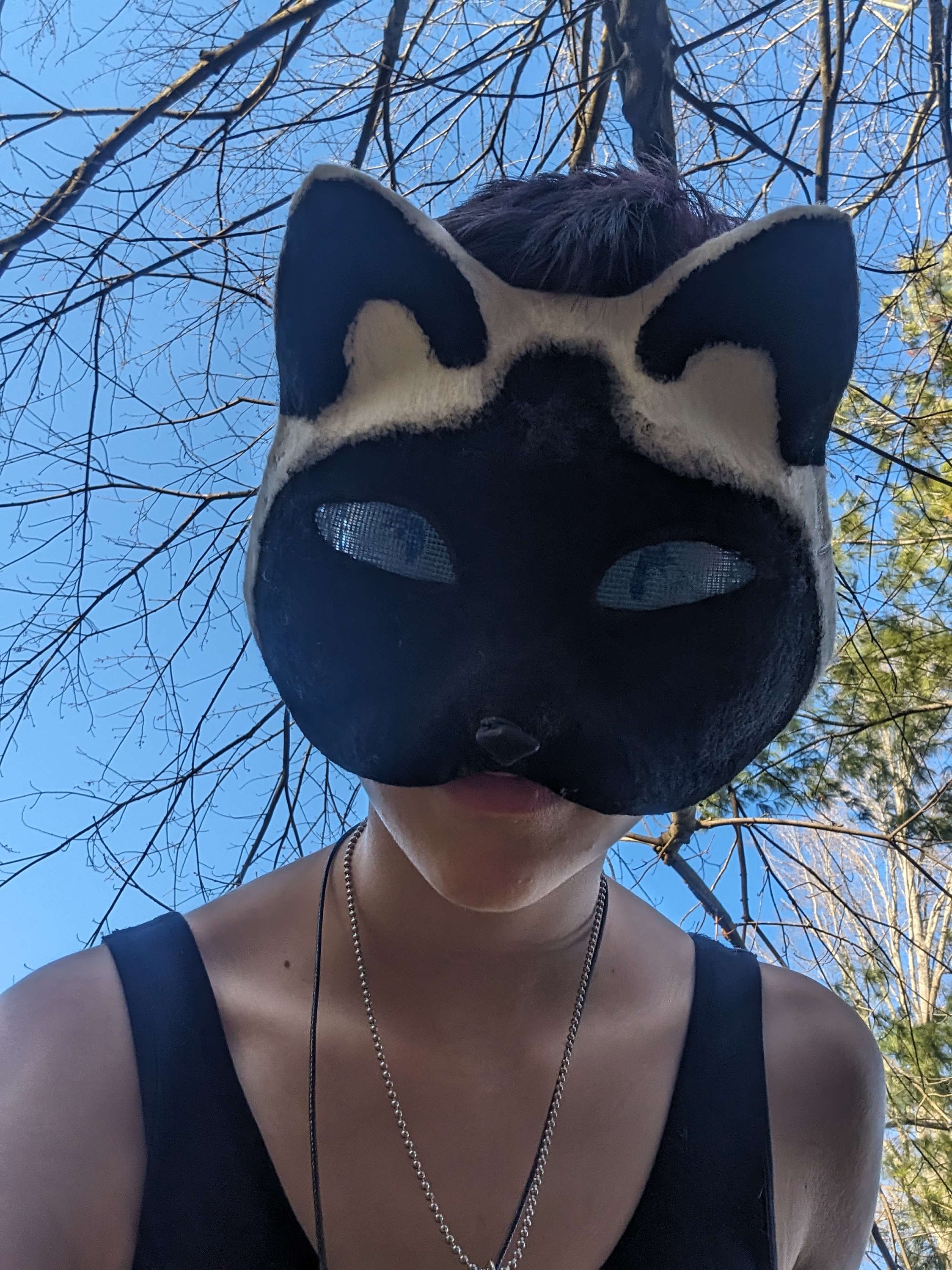 Therian Siamese Cat Mask - Blue Sky Mesh Eyes - Hand Painted - Ready to ...