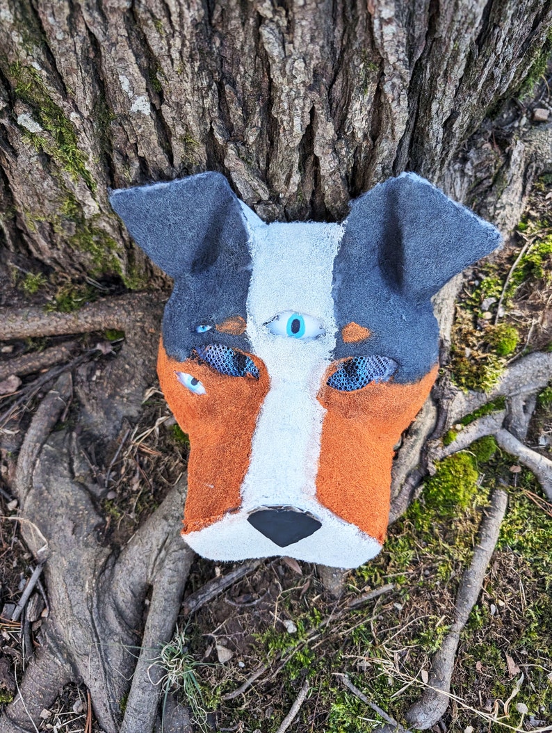 Aussie Shepard Mask - Australian - Blue Sky Tulle Eyes - Hand Painted ...