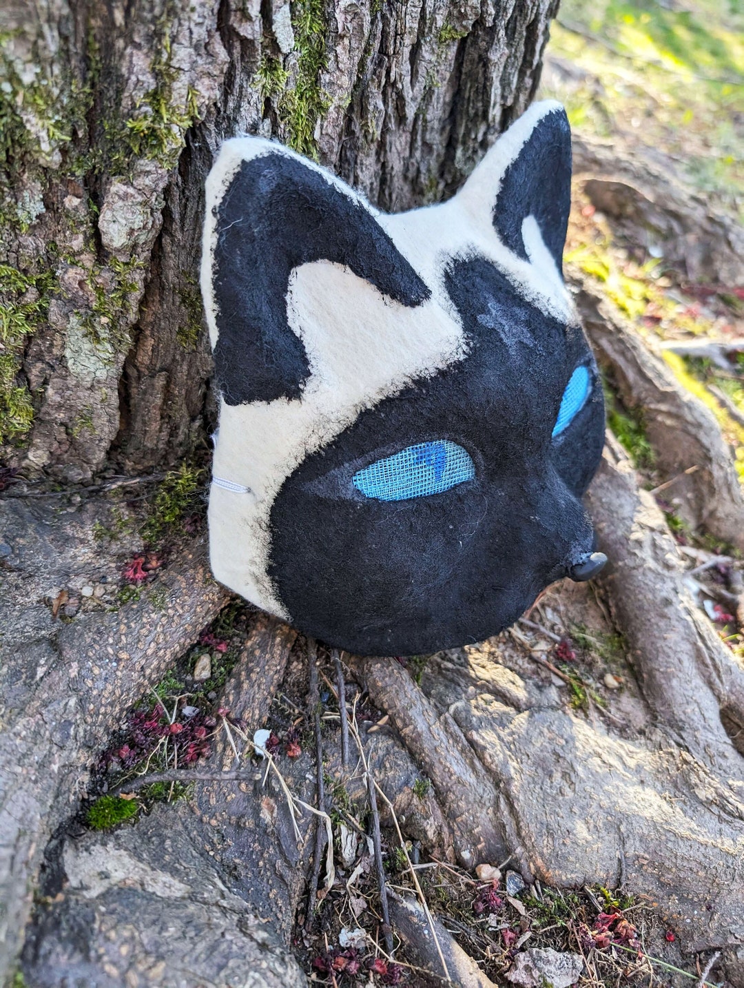 Therian Siamese Cat Mask Blue Sky Mesh Eyes Hand Painted Ready to Find ...