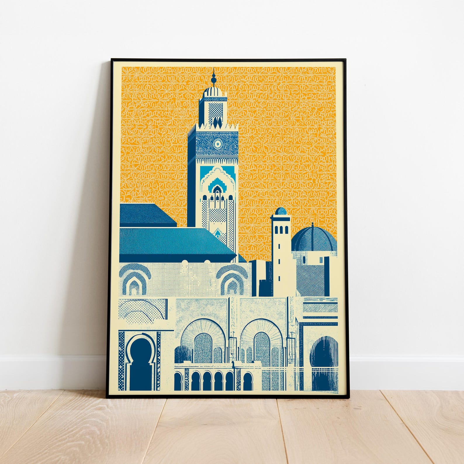 Moroccan Mosque Art Print: Islamic Geometric Illustration, Vintage ...
