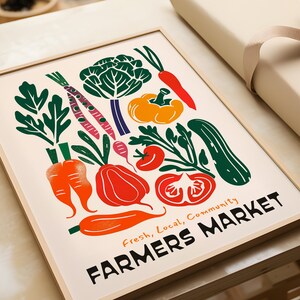 Farmers Market Digital Print, Colorful Vegetable Art Download, Kitchen ...