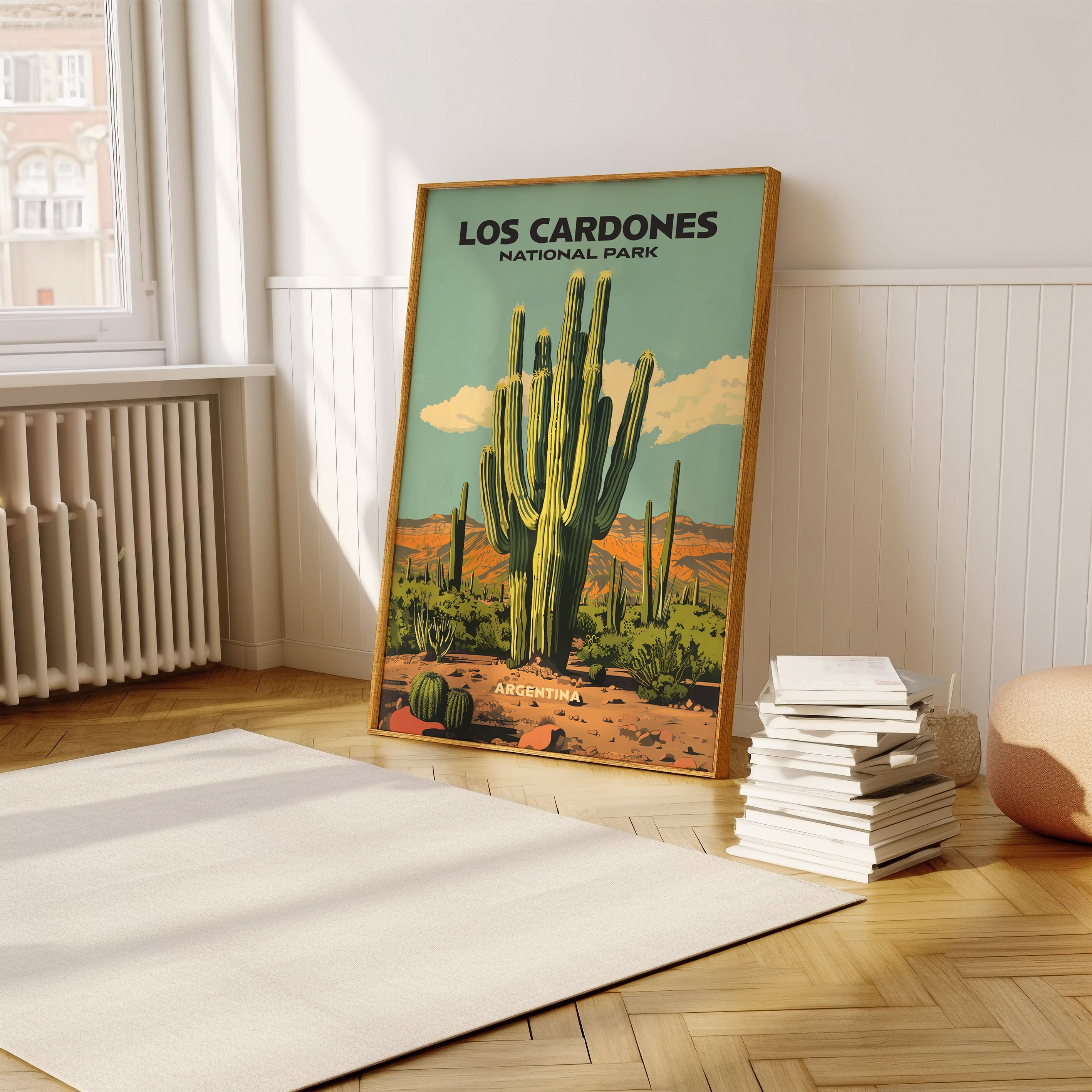 Vintage Argentina Travel Poster Featuring Cardon Grande Cactus ...