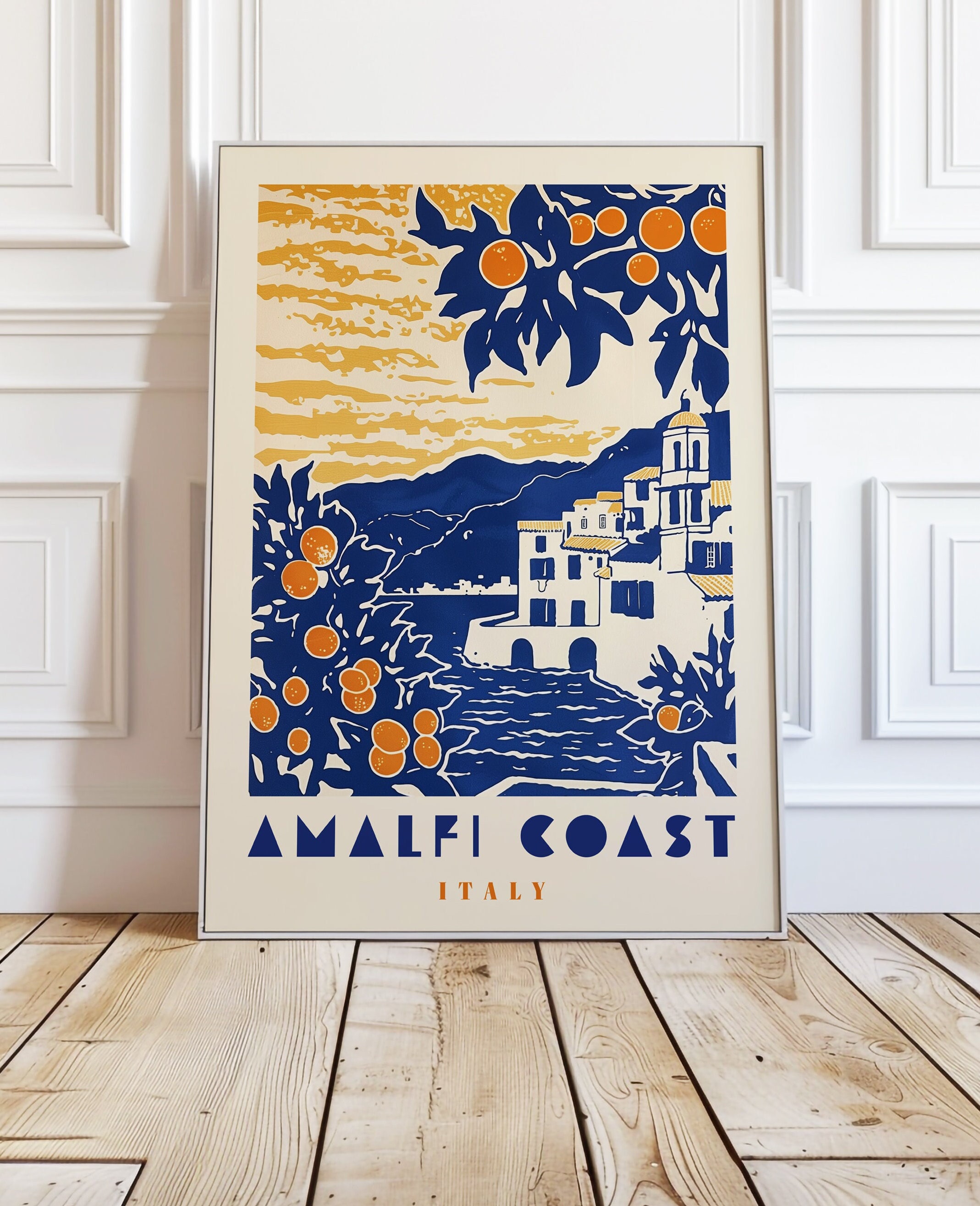 Vintage Italy Travel Poster: Retro Amalfi Coast Print Colorful Wall Art ...