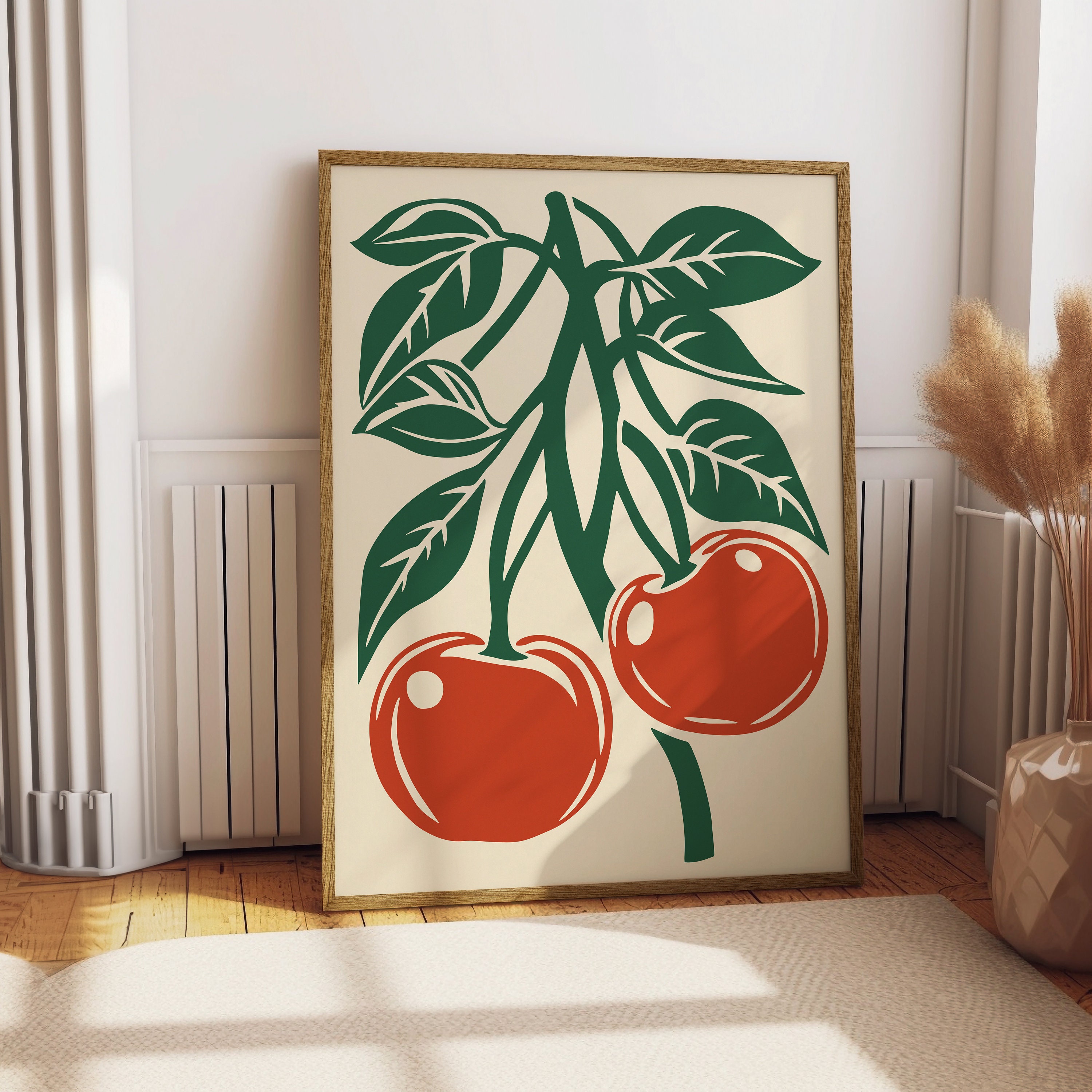 Cherry Retro Art Print - Kitchen Wall Decor - Instant Download ...