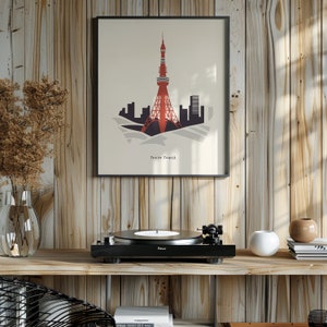 Modern Japan Poster – Tokyo Tower Minimalist Print for Your Home - Etsy