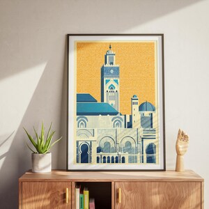 Moroccan Mosque Art Print: Islamic Geometric Illustration, Vintage ...