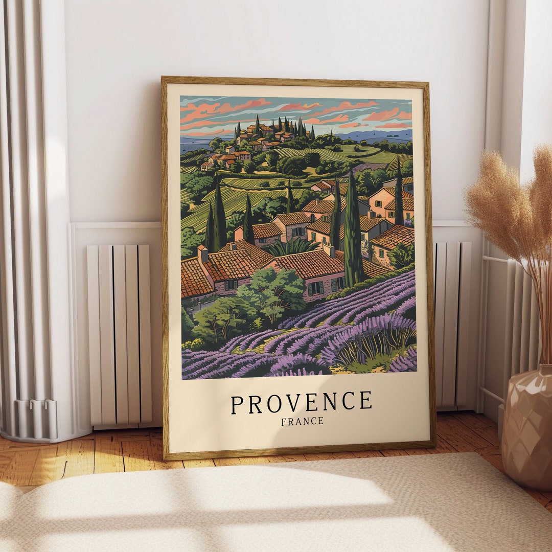 French Countryside Vintage Travel Poster Print Provence Lavender Field ...