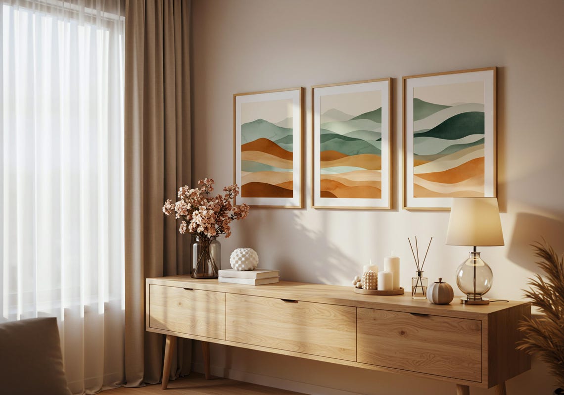Mountain Desert Watercolor Earth Tones Gallery Wall Decor Set of 3 - Etsy
