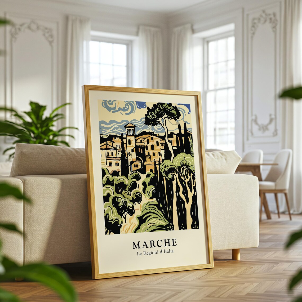 Retro Marche Italy Travel Poster: Vintage Italian Town Art Print - Etsy