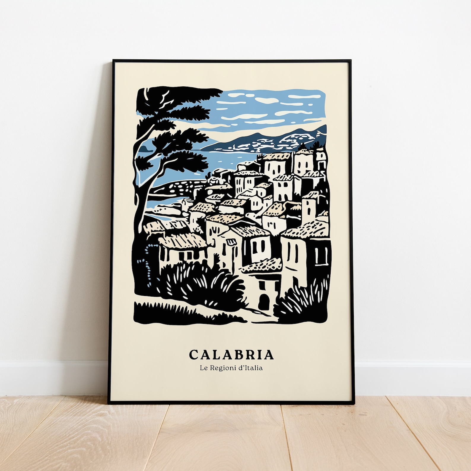 Charming Calabria Town Poster, Nostalgic Italy Wall Art, Vintage Travel ...
