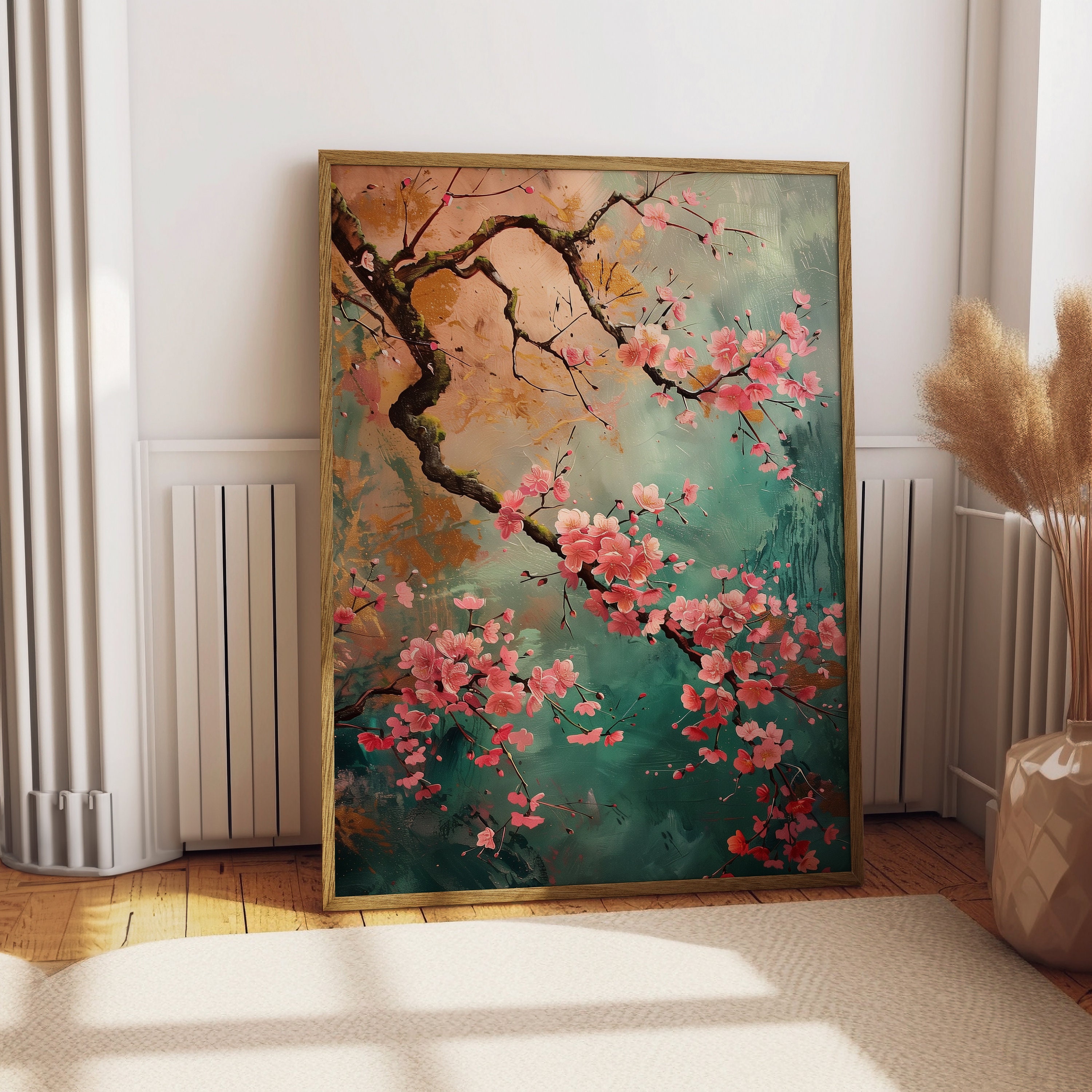Captivating Japanese Golden Cherry Blossom Poster Set of 3 Breathtaking ...