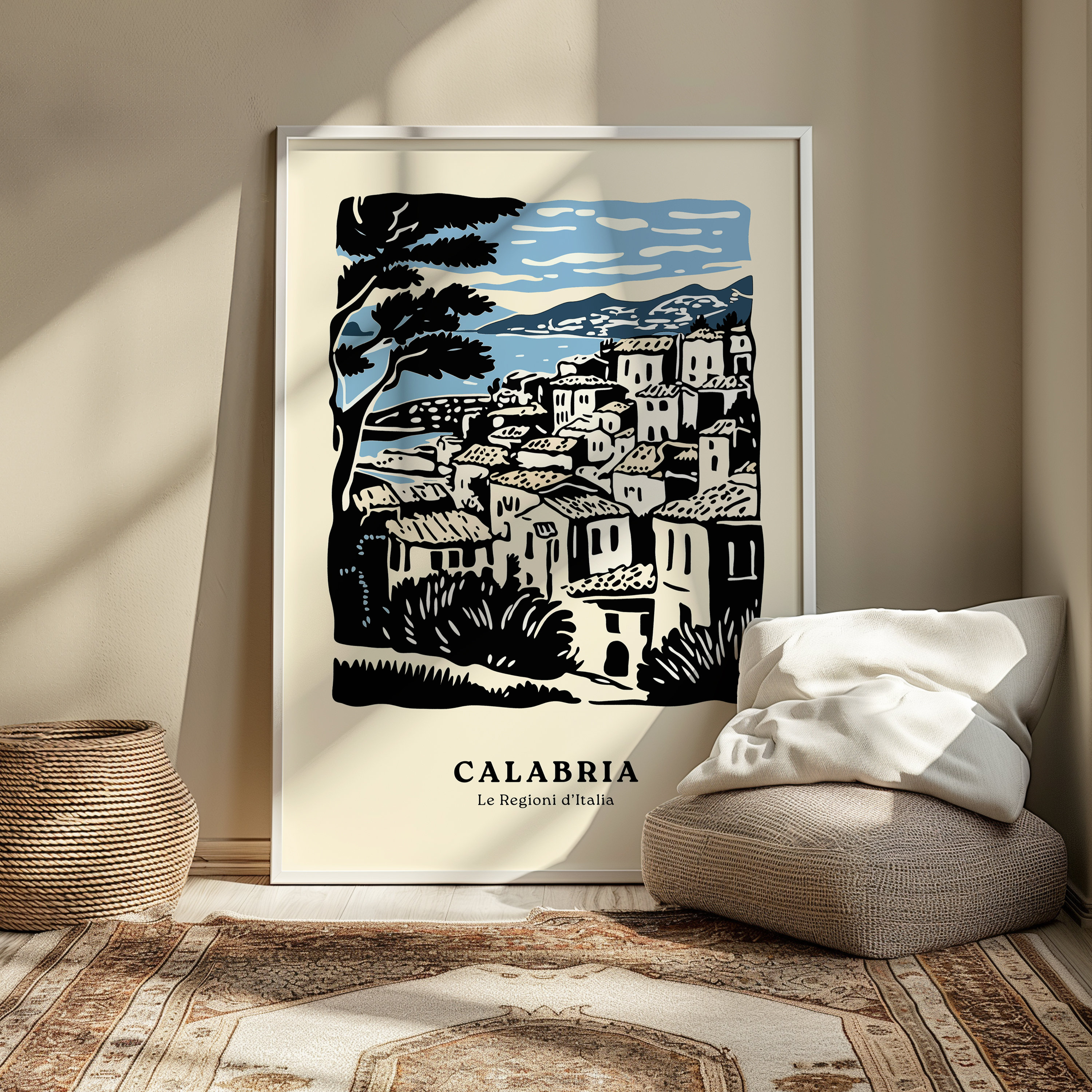 Charming Calabria Town Poster, Nostalgic Italy Wall Art, Vintage Travel ...