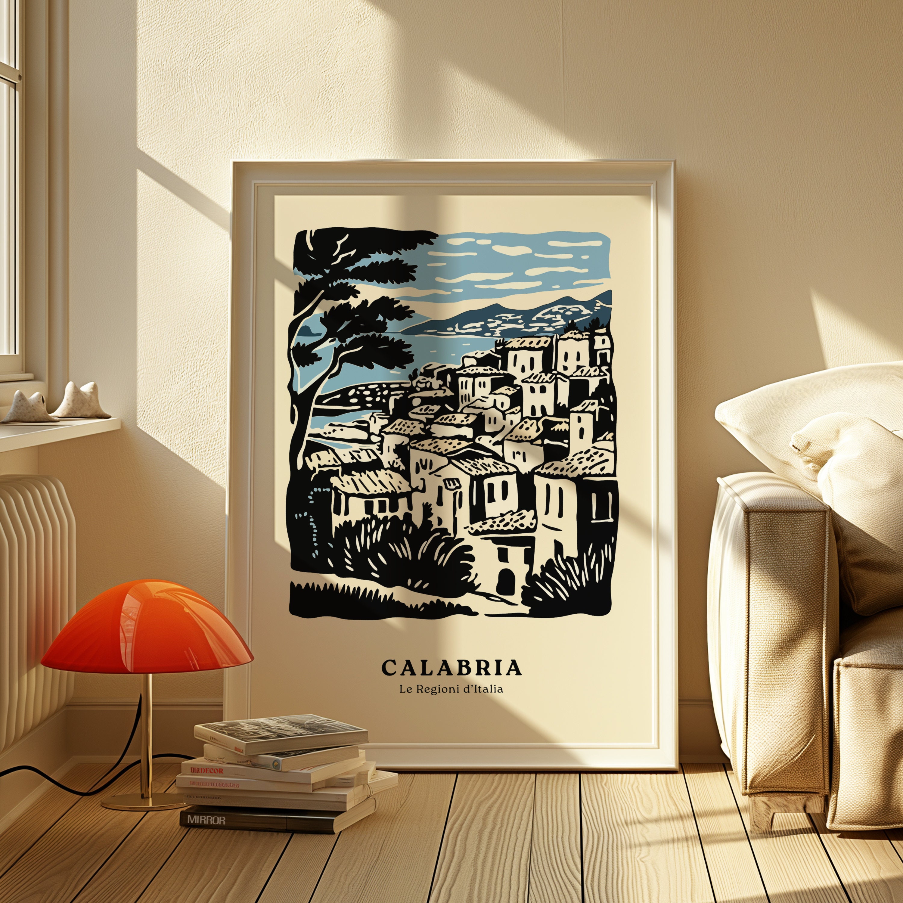 Charming Calabria Town Poster, Nostalgic Italy Wall Art, Vintage Travel ...