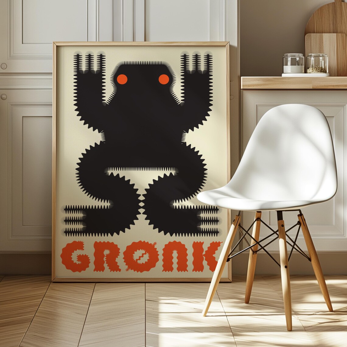 Spiky Frog Art Print: Modern Minimalist Giclée Poster - Etsy