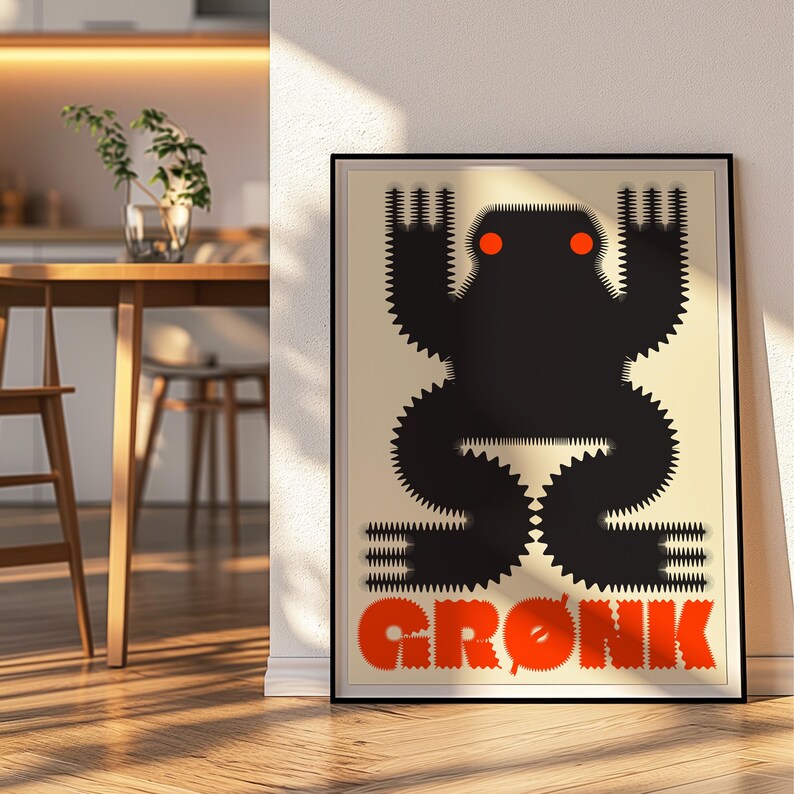 Spiky Frog Art Print: Modern Minimalist Giclée Poster - Etsy