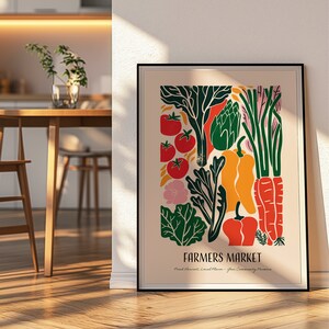 Farmers Market Art Print - Colorful Vegetable Kitchen Decor - Vibrant ...