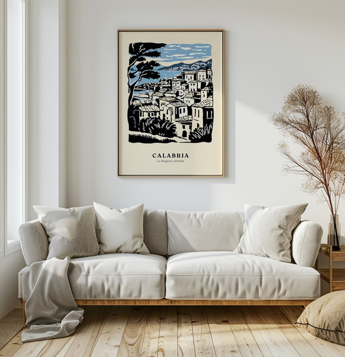 Charming Calabria Town Poster, Nostalgic Italy Wall Art, Vintage Travel ...