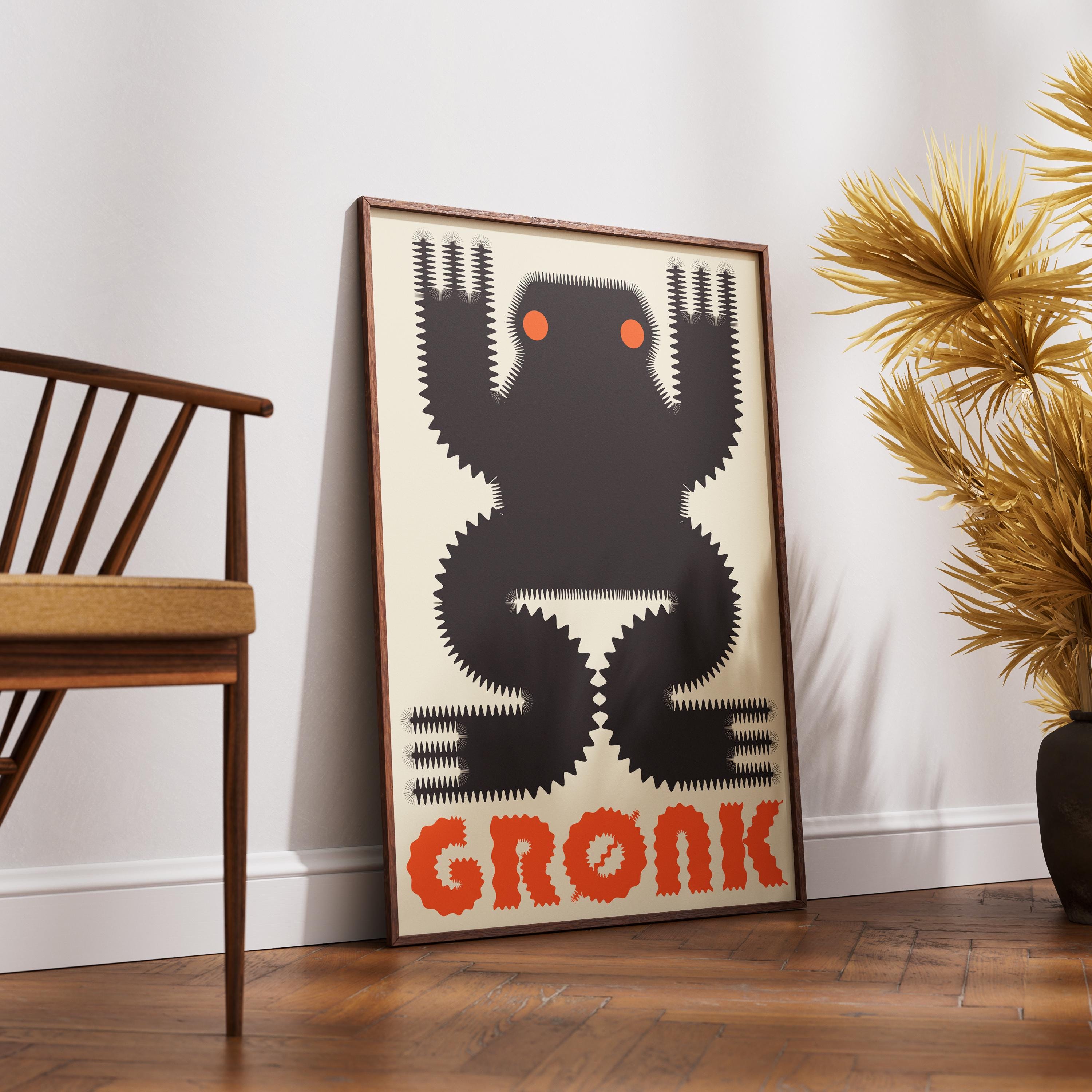 Spiky Frog Art Print: Modern Minimalist Giclée Poster - Etsy