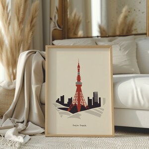 Modern Japan Poster – Tokyo Tower Minimalist Print for Your Home - Etsy
