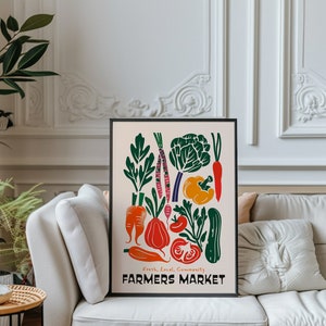 Farmers Market Digital Print, Colorful Vegetable Art Download, Kitchen ...