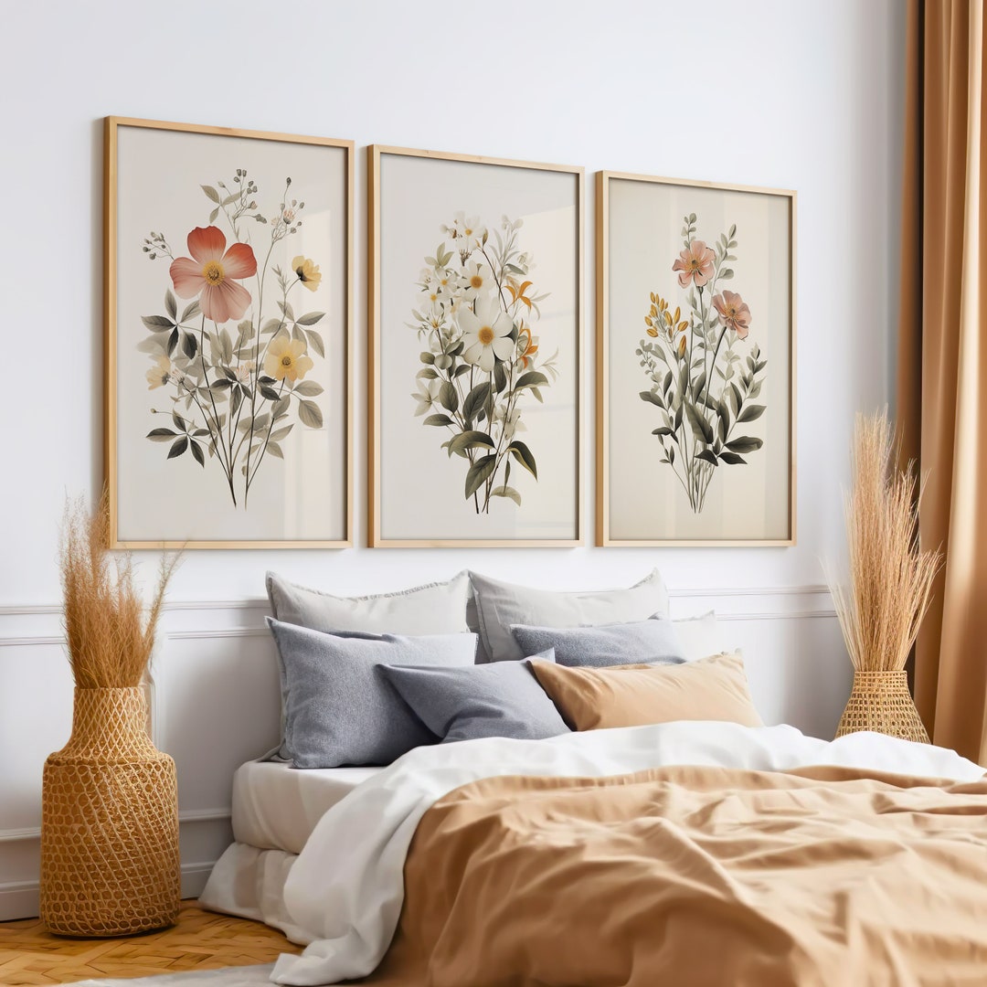 Wildflower Harmony Digital Art Set | Instant Download | Wall Art Set ...