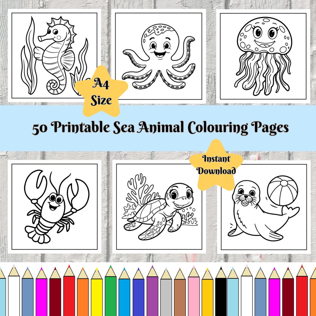 Printable Sea Animals Coloring Pages | 50 Ocean-themed Activity Sheets ...
